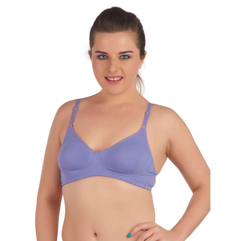 SOIE Women's Semi-Medium Coverage Encircle Non-Padded Non-Wired Cotton Bra-Purple: Buy SOIE ...