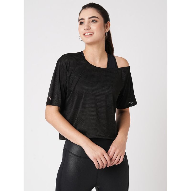 Buy BODD ACTIVE Carbon Black Off Shoulder Tee Online