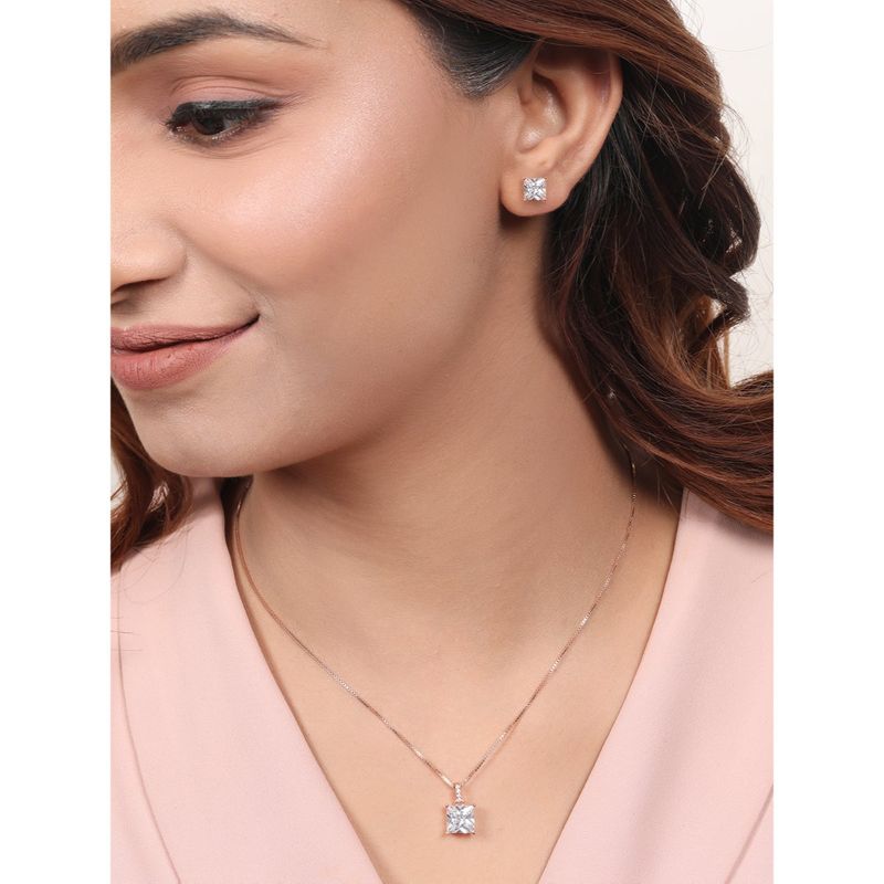 Buy Zavya Eternal Sparkle Square Solitaire 925 Sterling Silver ...