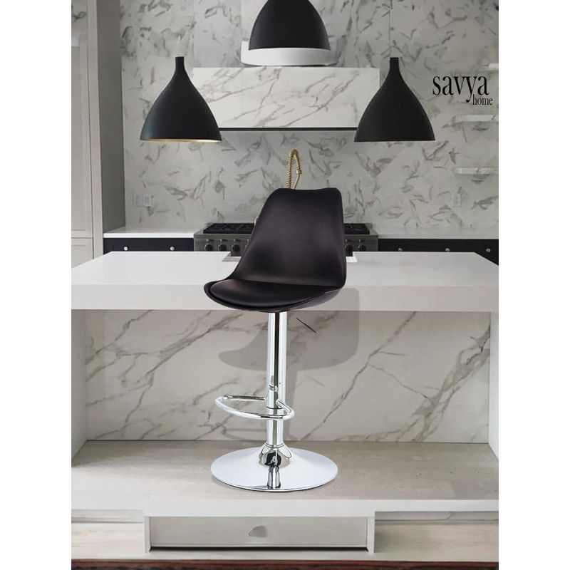 Buy Savya Home Curvy Kitchen Stool, Bar Stool (Single, Black) Online