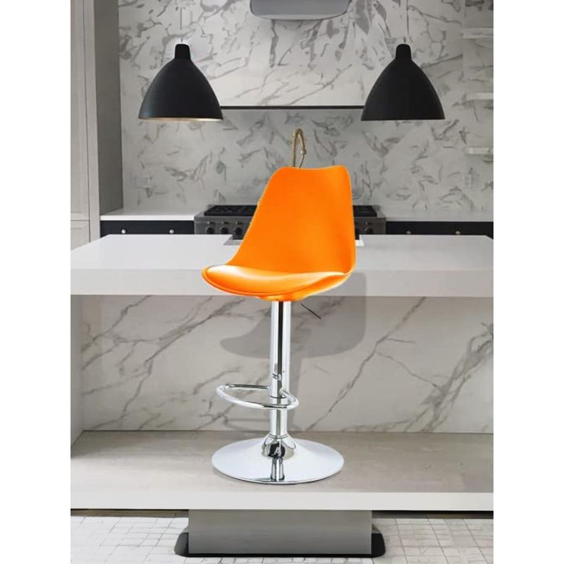 Buy Savya Home Curvy Kitchen Stool, Bar Stool (Single, Orange) Online