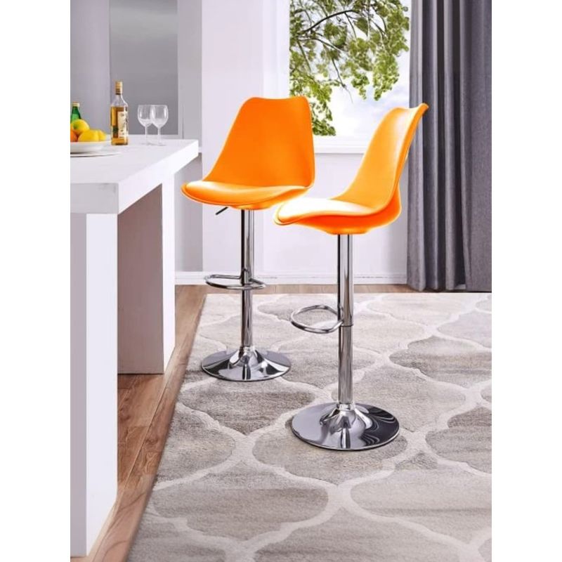 Buy Savya Home Curvy Kitchen Stool, Bar Stool (Single, Orange) Online