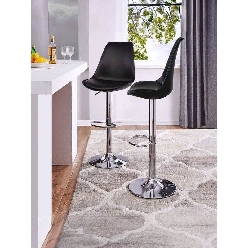 Buy Savya Home Curvy Kitchen Stool, Bar Stool (Single, Black) Online