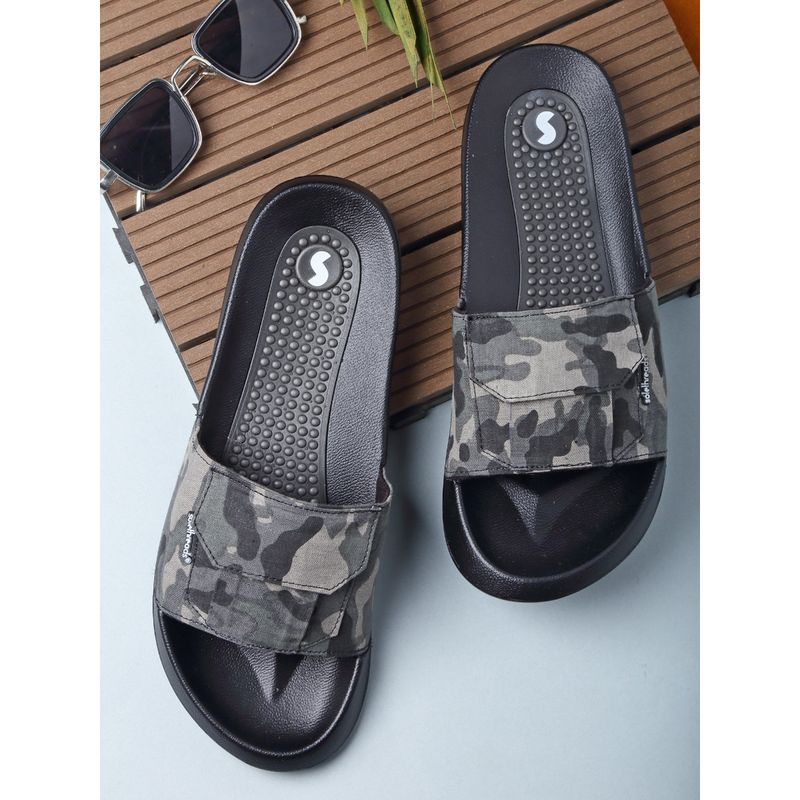 Buy SOLETHREADS Cargo Camouflage Black Slides for Men Online
