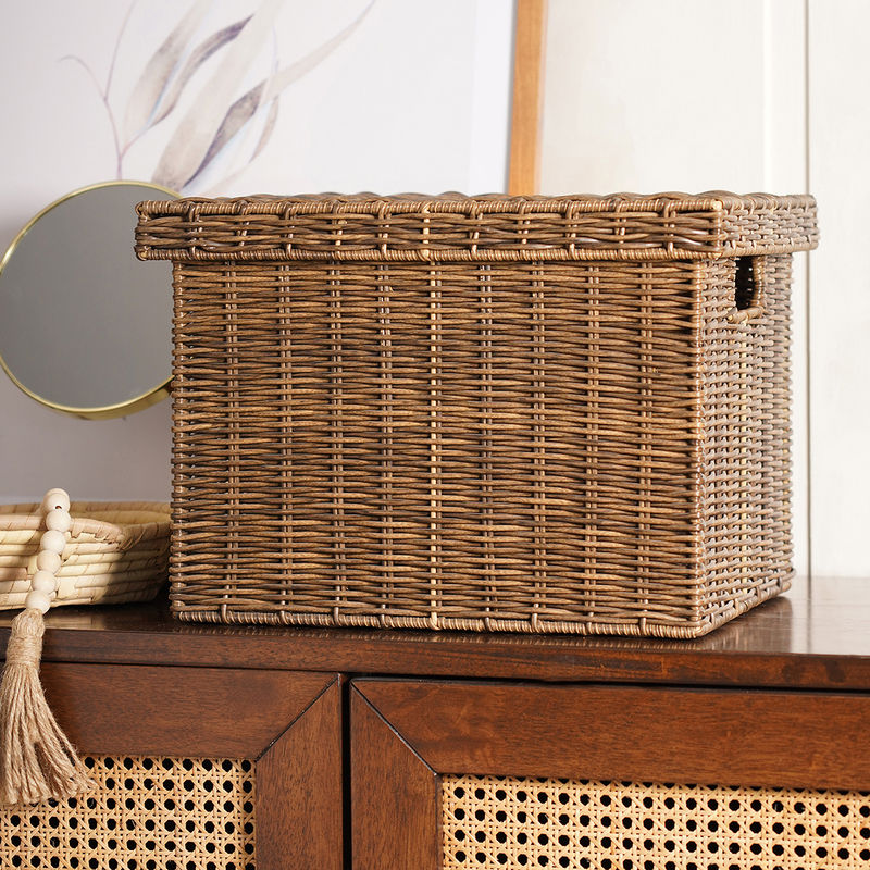 Buy Pure Home + Living Natural Heather Wicker Letter File Box with Lid ...