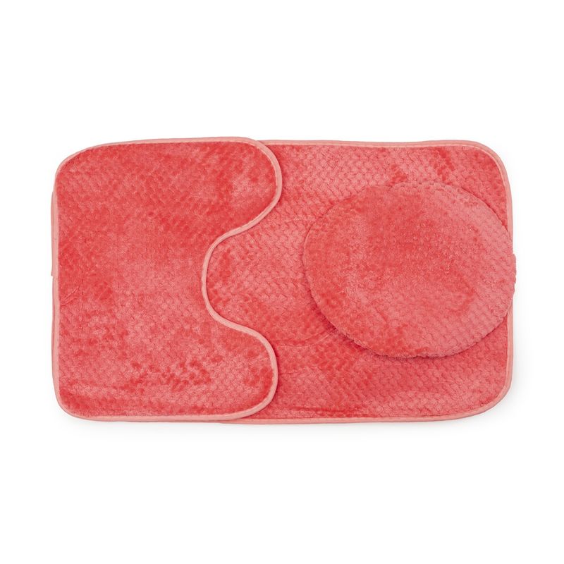 Buy EZ Life Luxe Cashmere Coral Pink 3 Piece Bathroom Mats Set (L 80 x ...