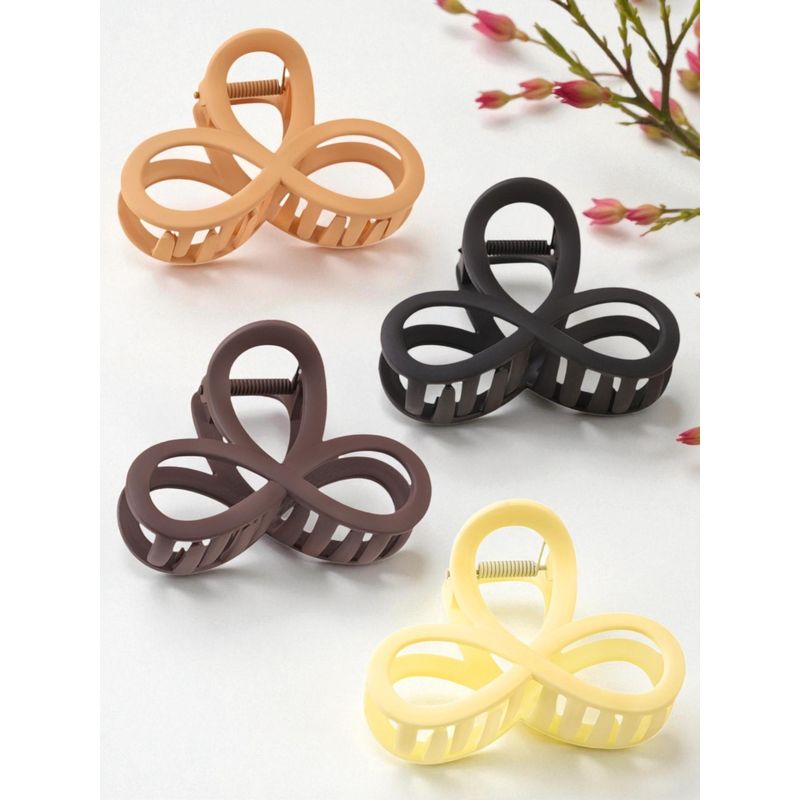 Buy OOMPH Women Multi-Color Floral Shape Hair Claw Clips (Pack of 4) Online