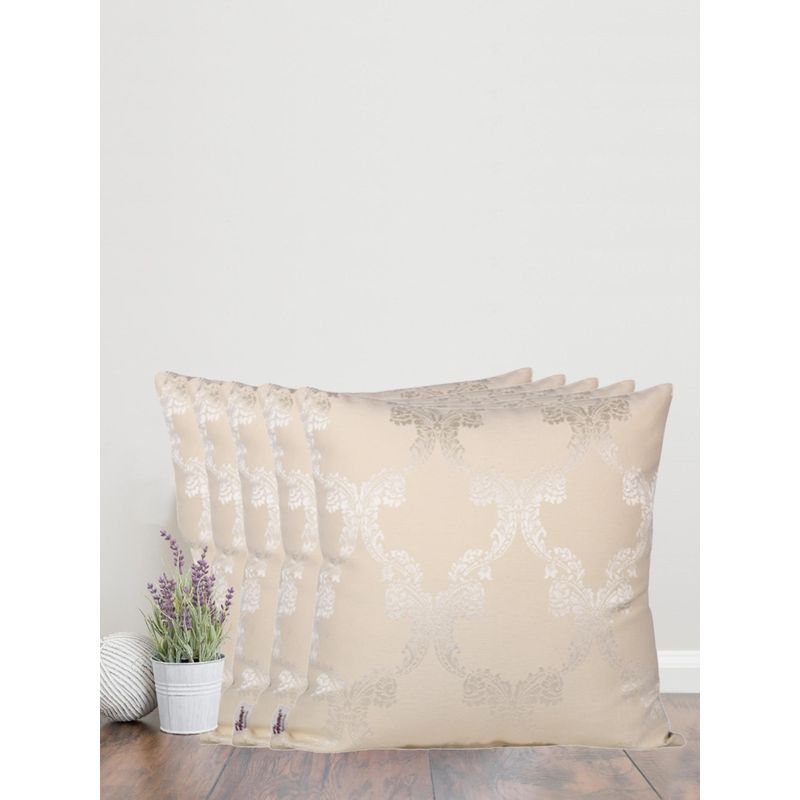Buy Sivya by Home Cream Ogee Self Design Cushion Covers (Pack of 5) Online