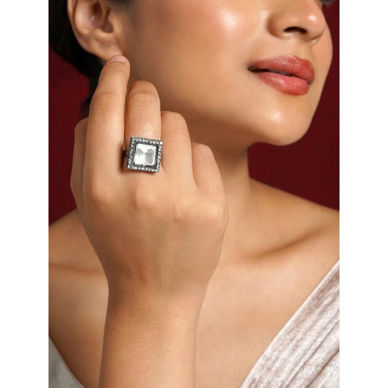 Buy Teejh Maharani Silver Oxidized Ring Online