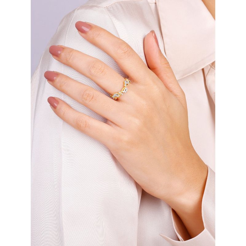 Buy GIVA 14K Yellow Gold Cherished Bond Diamond Ring (12) Online