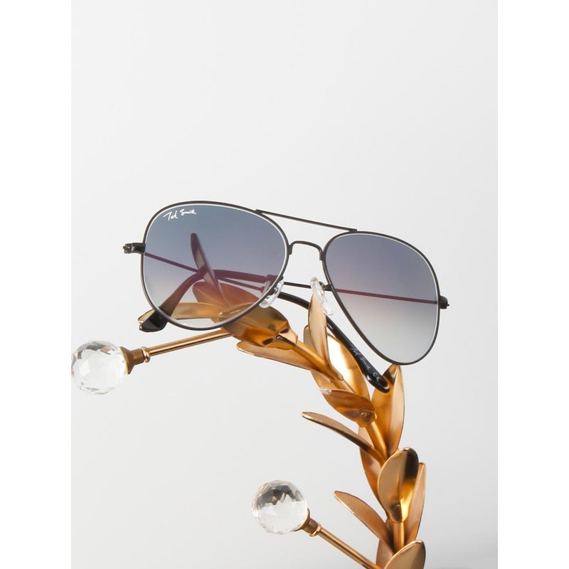 Buy Ted Smith Unisex Aviator Sunglasses Black Metal Frame Light Blue ...