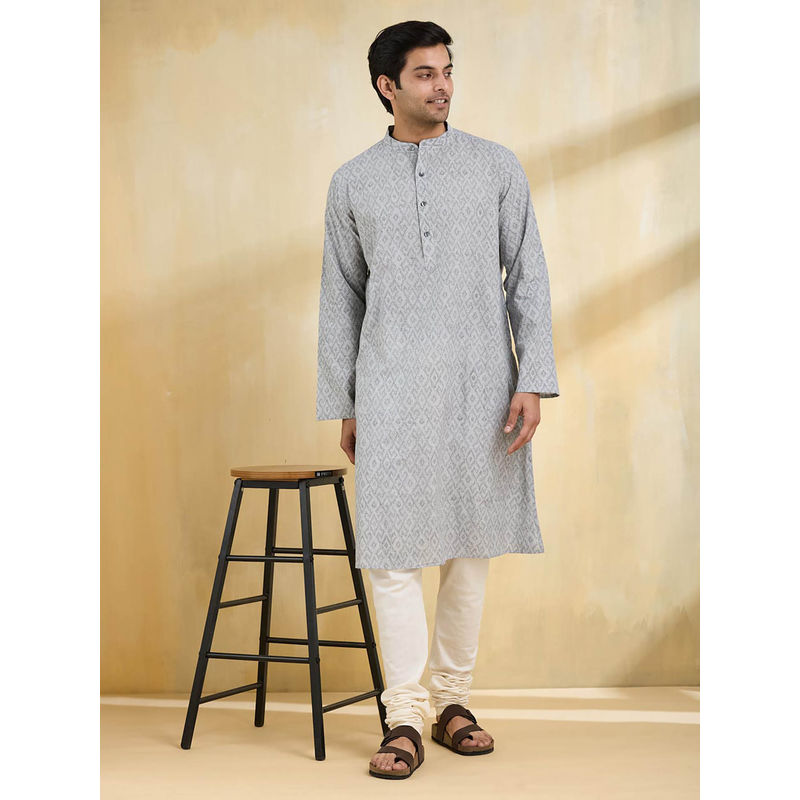 Buy Fabindia Men Grey Self Design Kurta Online