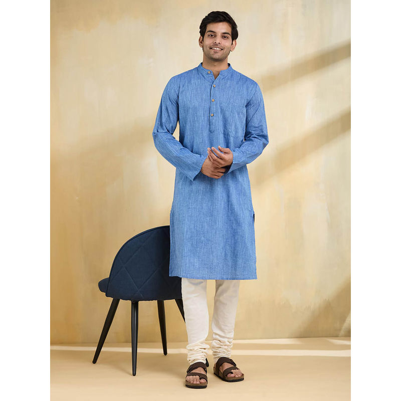 Buy Fabindia Men Blue Solid Kurta Online