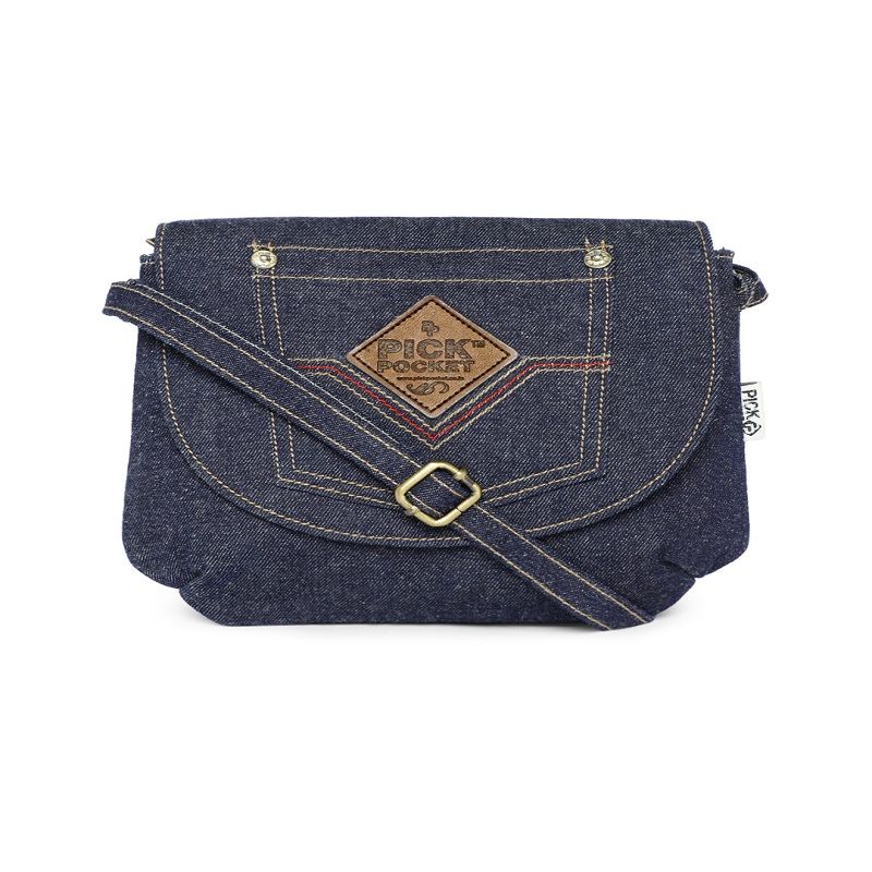 Buy Pick Pocket Blue Side Denim Pocket Patchwork Sling Bag Online