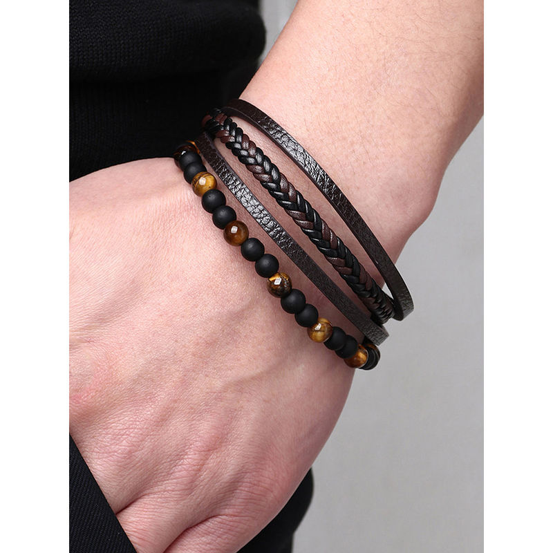 Buy Designs & You Brown Latest Style Leather Multi Layered Bracelet for ...