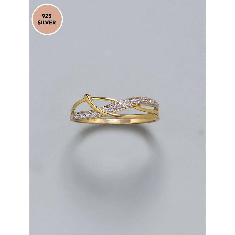 Buy Dew by PB Sterling Silver Cubic Zirconia Wave Overlap Ring Online