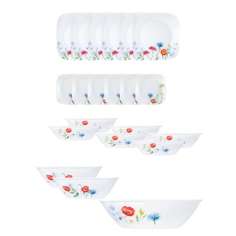 Buy Corelle Asia Sq Round Collection 21 Pc Dinner Set - Daisy Field Online