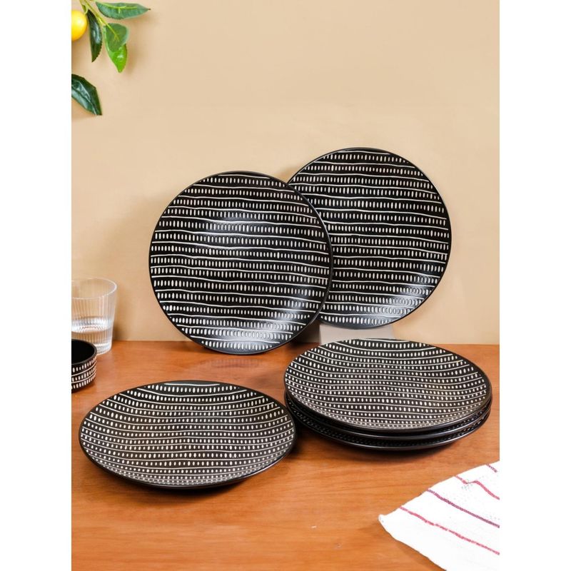 Buy Nestasia Black Ceramic Dinner Plate 11 Inch (Pack of 6) Online