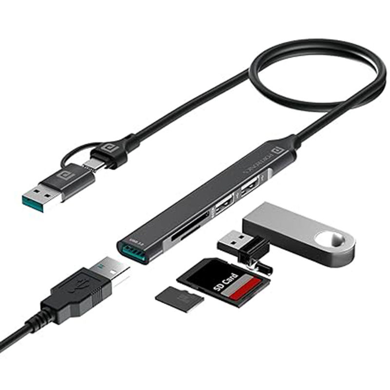 Buy Portronics Mport 31 Plus Usb 3.0 Hub 5-In-1, Usb & Type-C Plugs ...