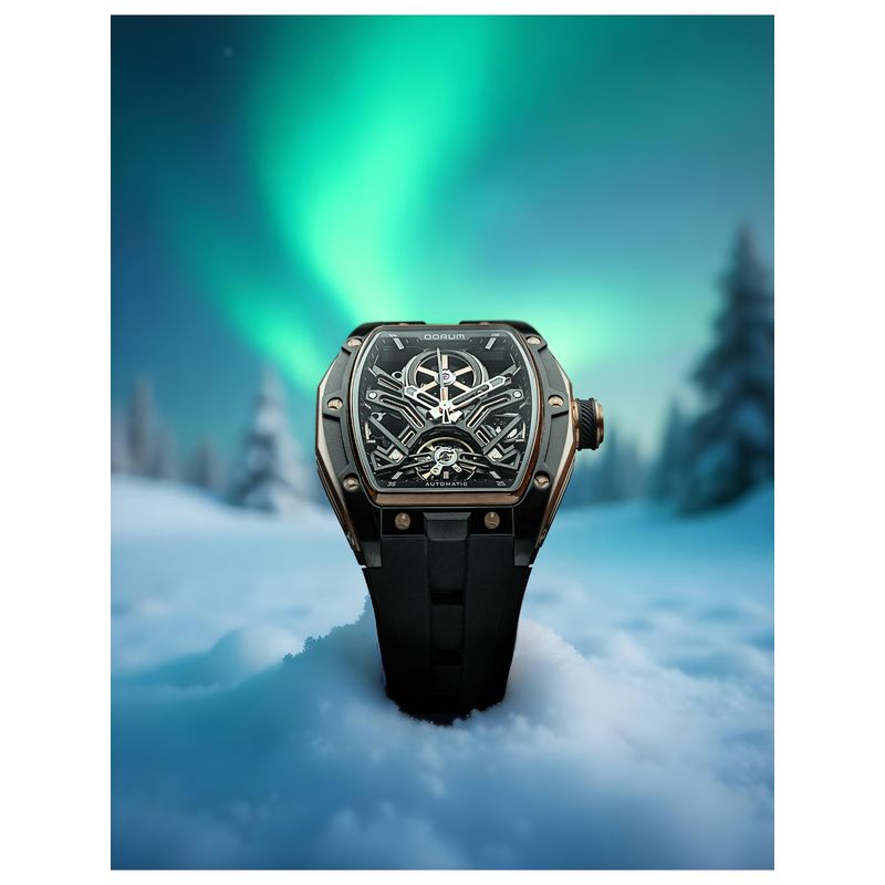 Buy Qorum Equinox Men’s Skeleton Black Dial Watch (QI 9191 G-3-Black ...