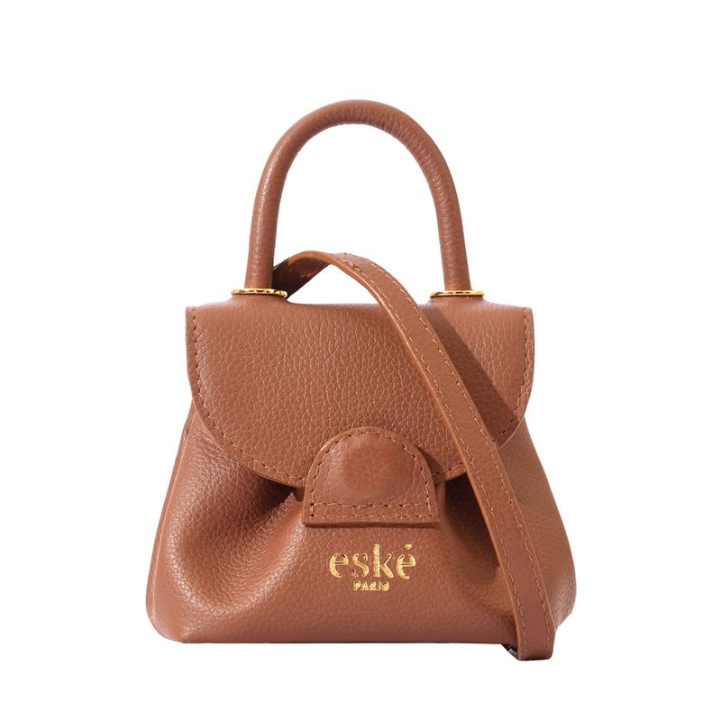 Buy Eske Cognac Color Solid Pattern Nano Bag for Womens Online