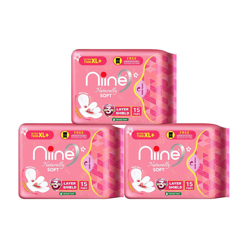 Buy Niine Naturally Soft Ultra Thin XL+ Sanitary Napkin (Pack of 3) Online