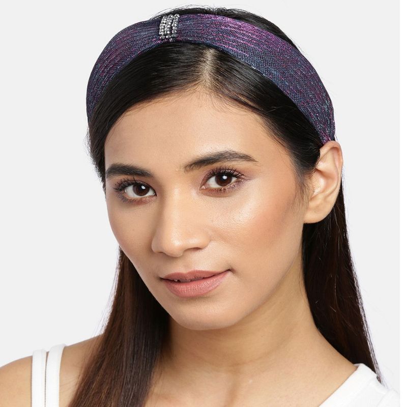 Buy Blueberry Purple Simar Fabric Beaded Hair Band Online