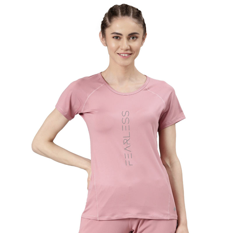 Buy Enamor Dry Fit Antimicrobial Basic Active T-Shirt for Women with Typographic Print Online
