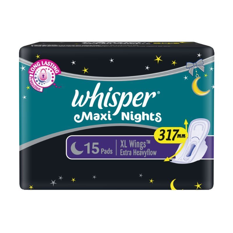 Whisper Maxi Nights Xl+ 15s Sanitary Pads for Women(Extra Heavyflow ...