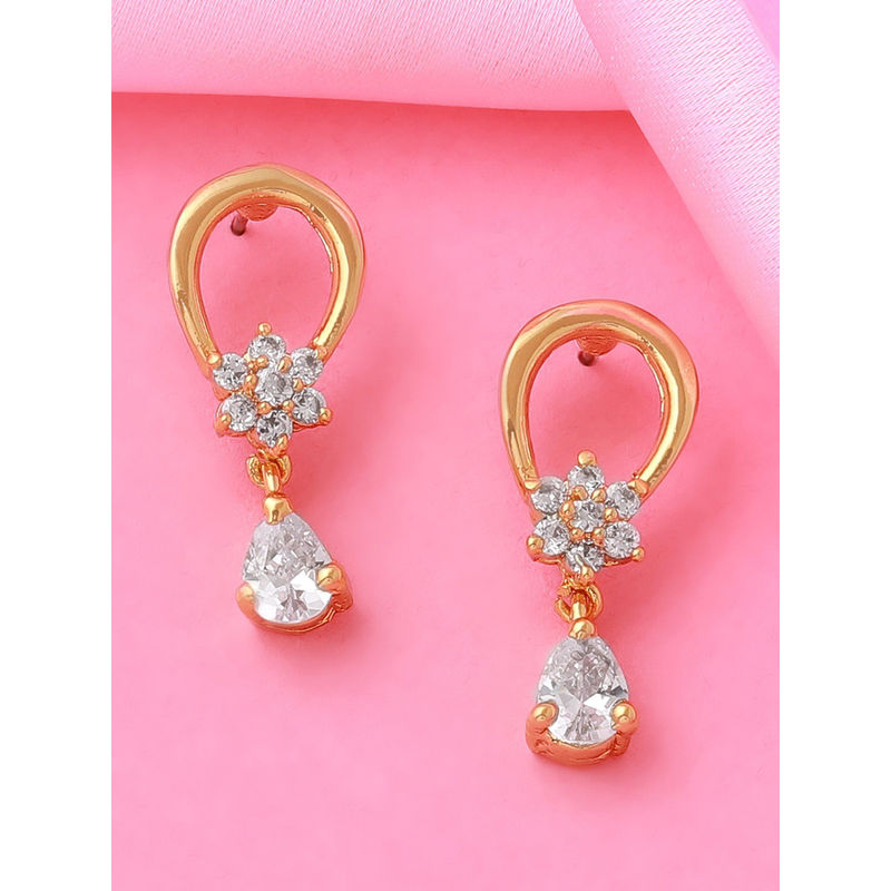 Buy Estele Gold Plated CZ Loop Designer Earrings for Women Online