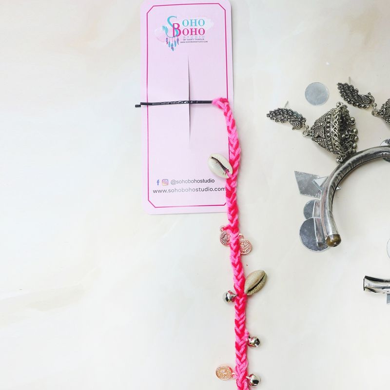 Buy Soho Boho Studio Pink Bae Tassle Hair Pin Online