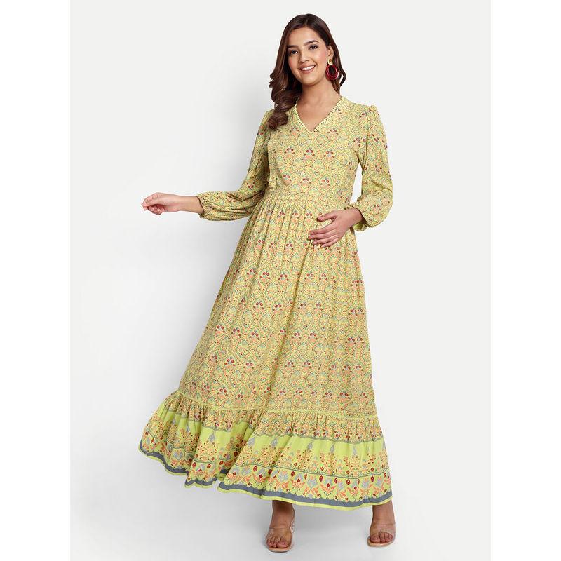 Buy Aaruvi Ruchi Verma Yellow Maternity Dress Online