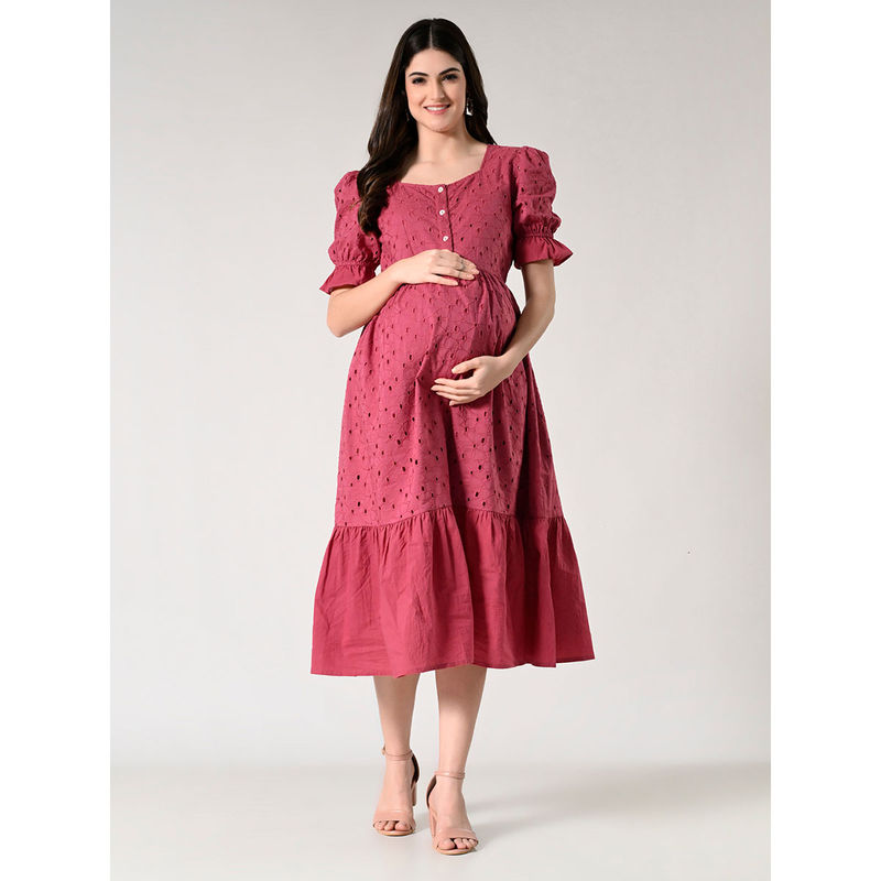 Buy Aaruvi Ruchi Verma Pink Maternity Dress Online