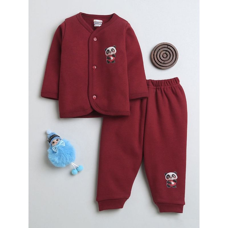 Buy Hopscotch Girls Maroon Panda Print Cotton Jabla and Pajama Online