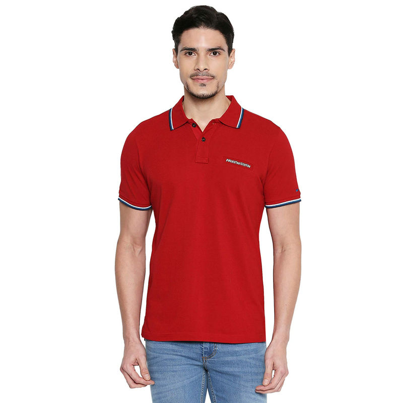 Buy BASICS Muscle Fit Scooter Red Polo T-shirt Online