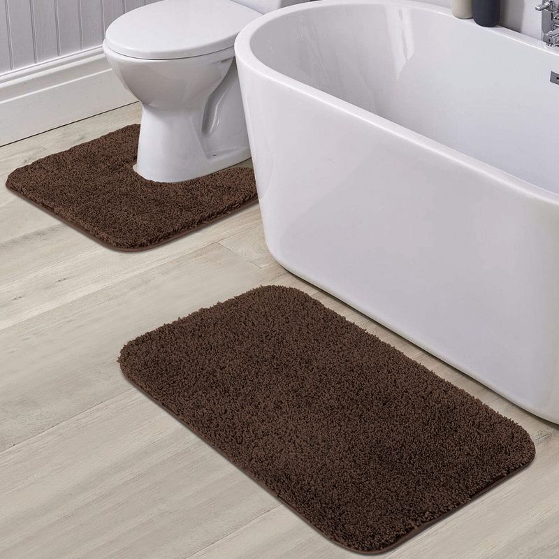 Buy OBSESSIONS Anti-Skid Polyester Bath Mat and Contour Mat, Chocolate ...