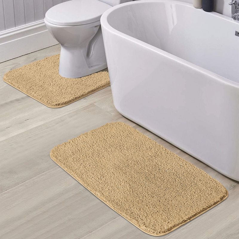 Buy OBSESSIONS Anti-Skid Polyester Bath Mat and Contour Mat, Fawn (Set ...
