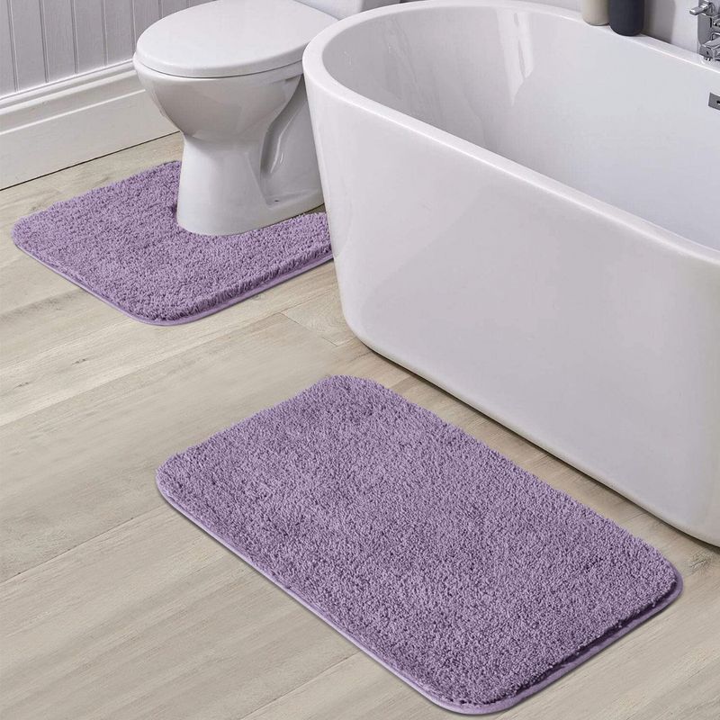 Buy OBSESSIONS Anti-Skid Polyester Bath Mat and Contour Mat, Mouve (Set ...