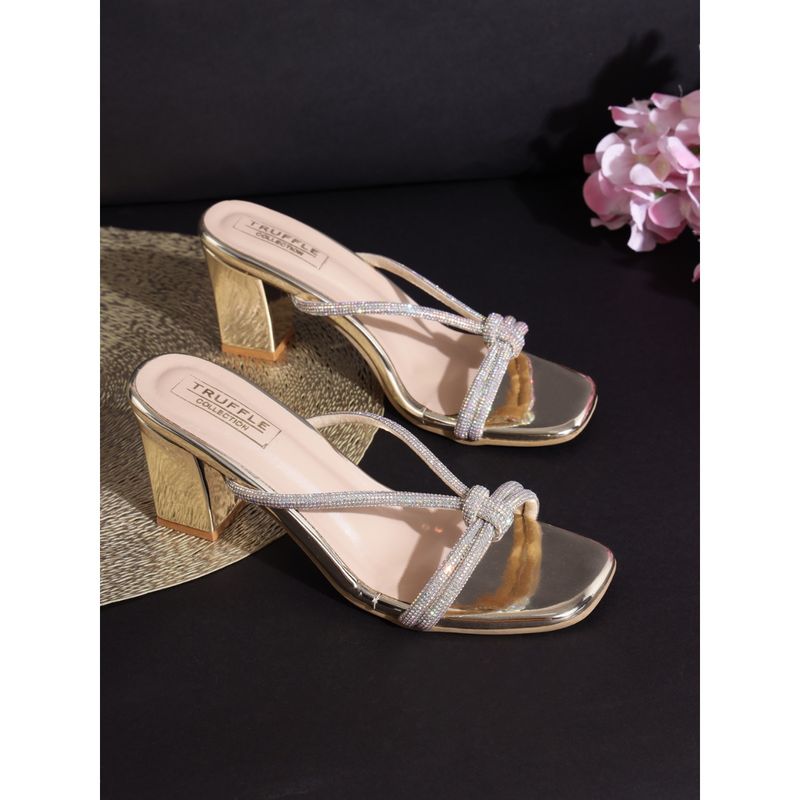 Buy Truffle Collection Gold Embellished Heels Online