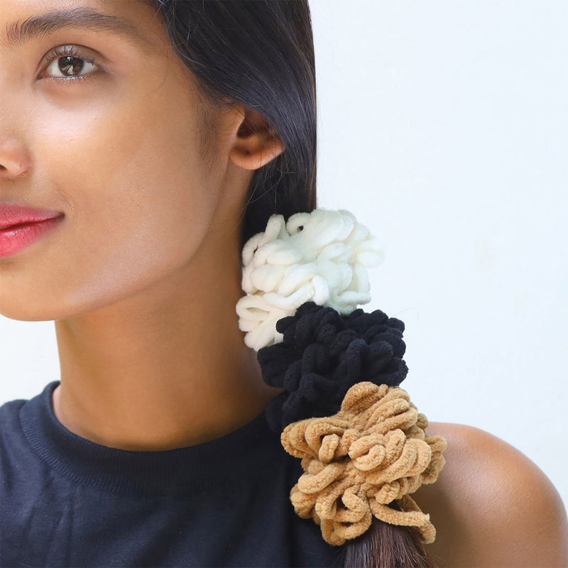 Buy AYESHA SET OF THREE OVERSIZED MULTI-LOOP SCRUNCHIE HAIR TIES Online