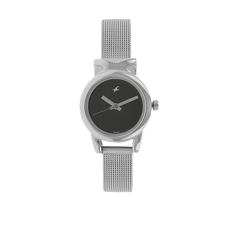 Buy Fastrack Black Dial Silver Metal Strap Watch Online