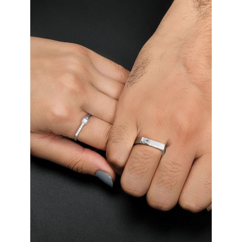 Buy GIVA Sterling Silver Zircon Love Language Rings For Couple (Pack of ...