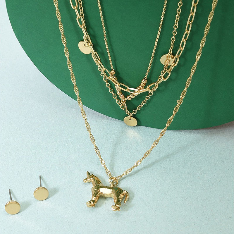 Buy Zaveri Pearls Gold Tone 3 Layers Contemporary Unicorn Design ...