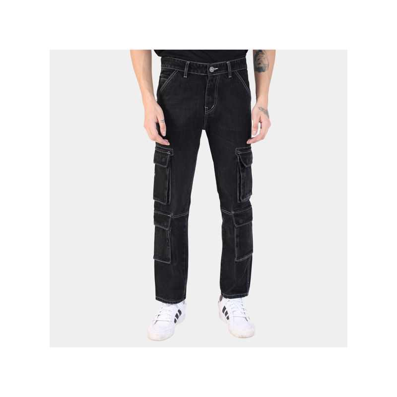 Buy BOTABOCHI Black Terminator Denim Cargo Jeans Online