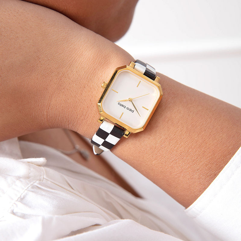 Buy Pipa Bella by Nykaa Fashion Elegant White Square Dial Checkered PU ...