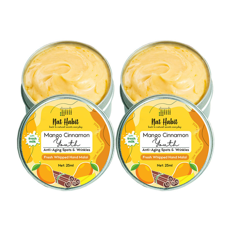 Nat Habit Mango Cinnamon Fresh Whipped Malai Hand Cream (Pack of 2 ...