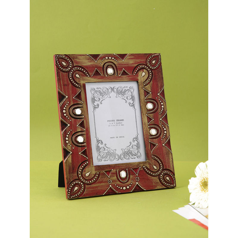 Buy AAPNO RAJASTHAN Hand painted Brown Wooden Photo Frame (4x6) Online