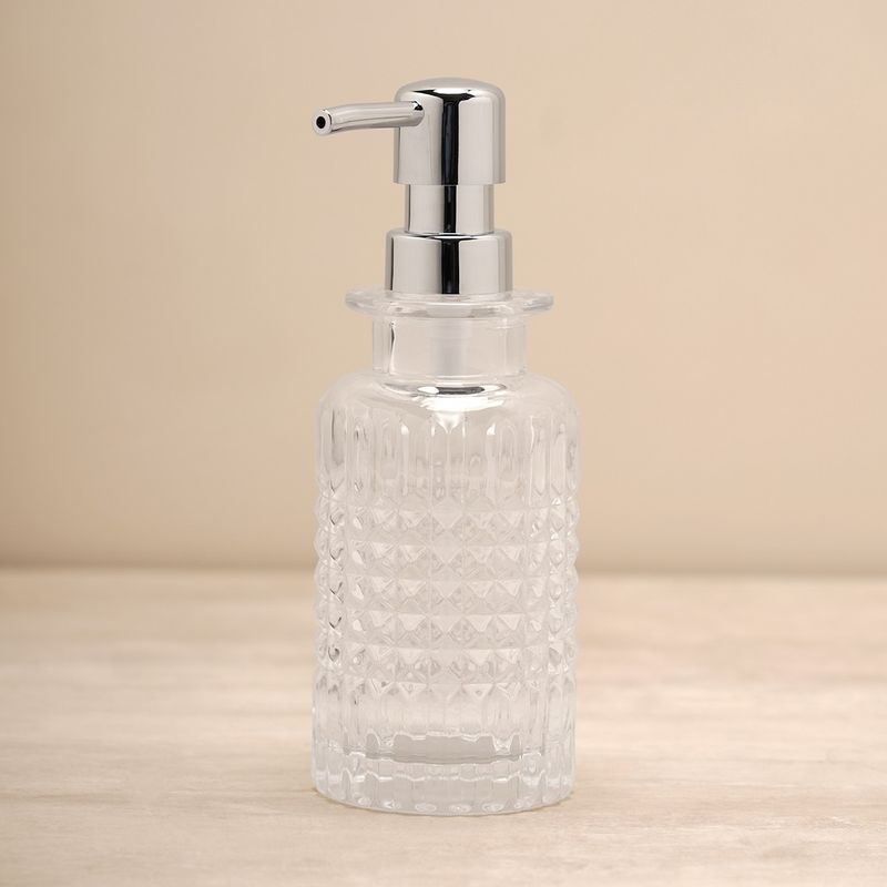 Buy Pure Home + Living Clear Diamond Texture Glass Soap Dispenser Online