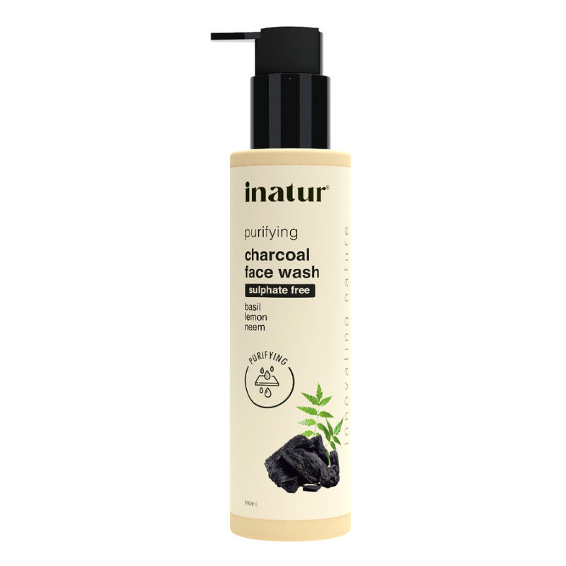 Buy inatur Charcoal Face Wash with Activated Charcoal, Basil & Neem for ...