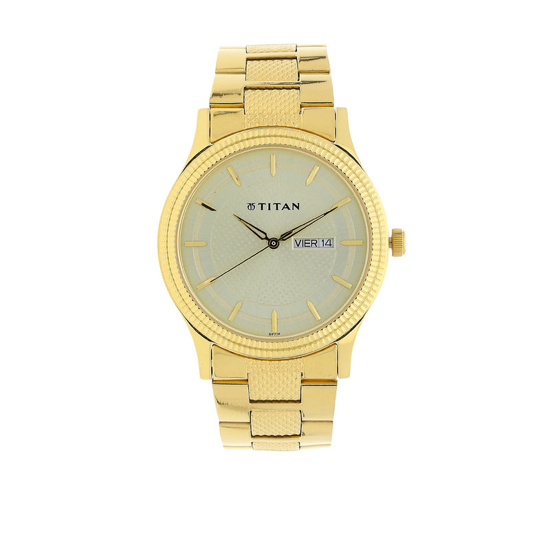 Buy Titan NL1650YM06 Gold Dial Analog Watch For Men Online